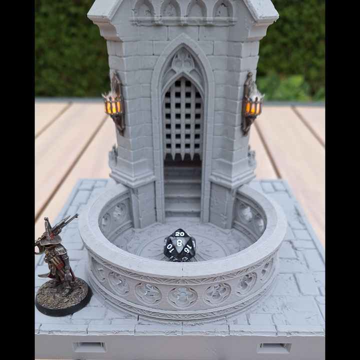 3D Printable Gothic Dice Tower (The Crow's Nest) by Stormcrow Scenery