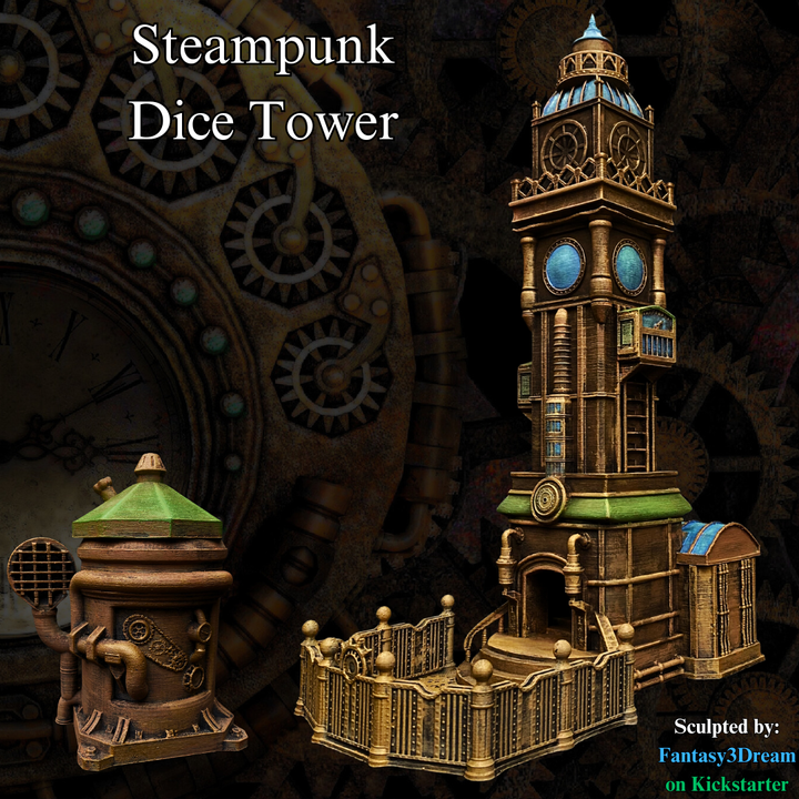 Steampunk 3D Printable Dice Tower Supportfree STL #2 Campaign ...