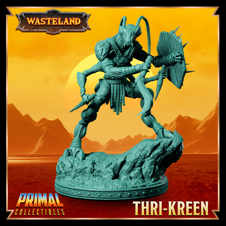 3D Printable Thri-Kreen - December 2024 - Wasteland by PRIMAL Collectibles