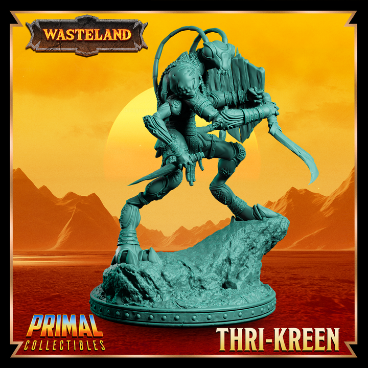 3D Printable Thri-Kreen - December 2024 - Wasteland by PRIMAL Collectibles