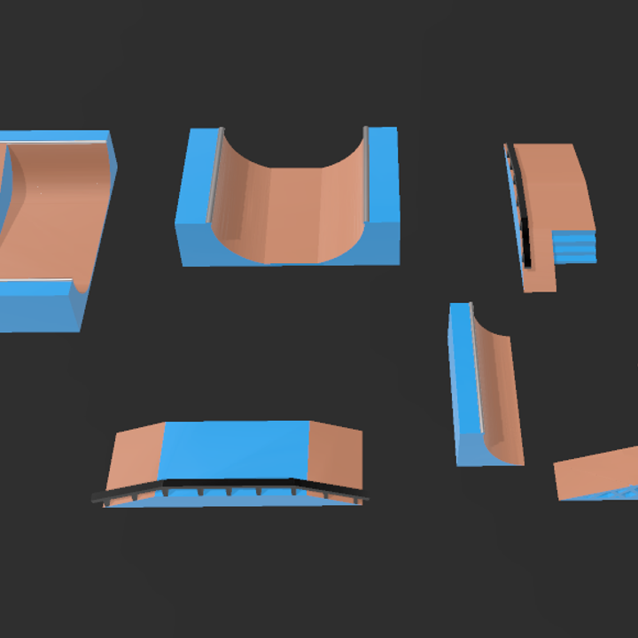 3D Printable support free skate park ramps by Aaron Shoaf