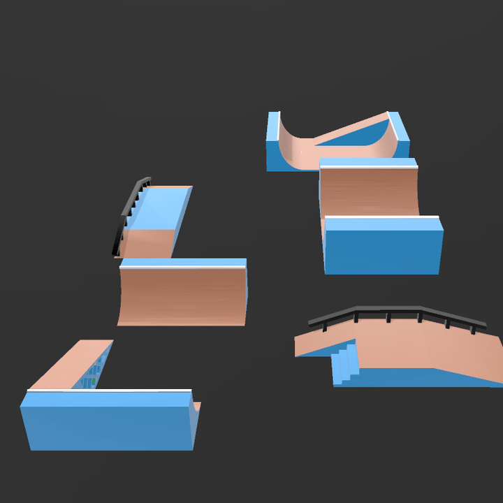 3D Printable support free skate park ramps by Aaron Shoaf