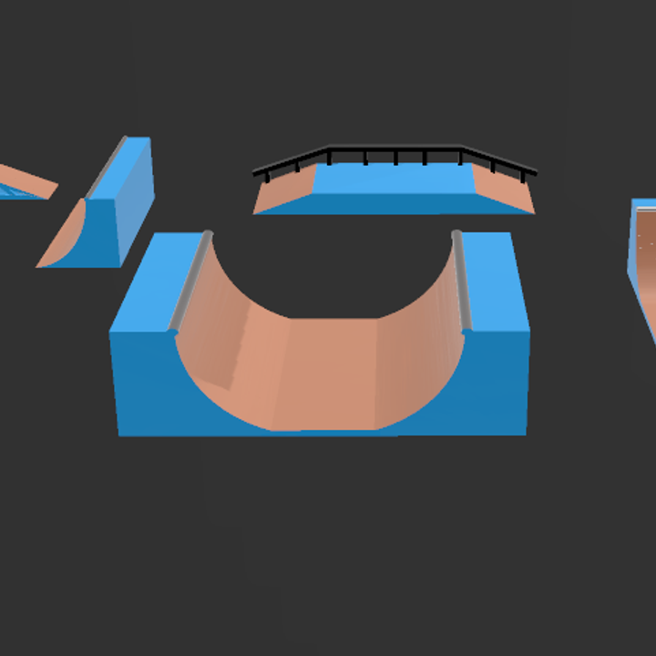 3D Printable support free skate park ramps by Aaron Shoaf