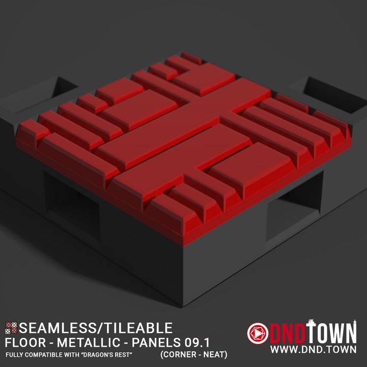 3D Printable Floor - Metallic - Panels - Wall Corner 09.1 (NEAT/DEEP ...