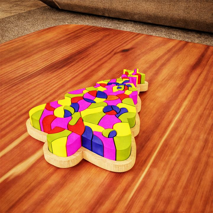 3D Printable Christmas Tree Puzzle by Lazy Bear