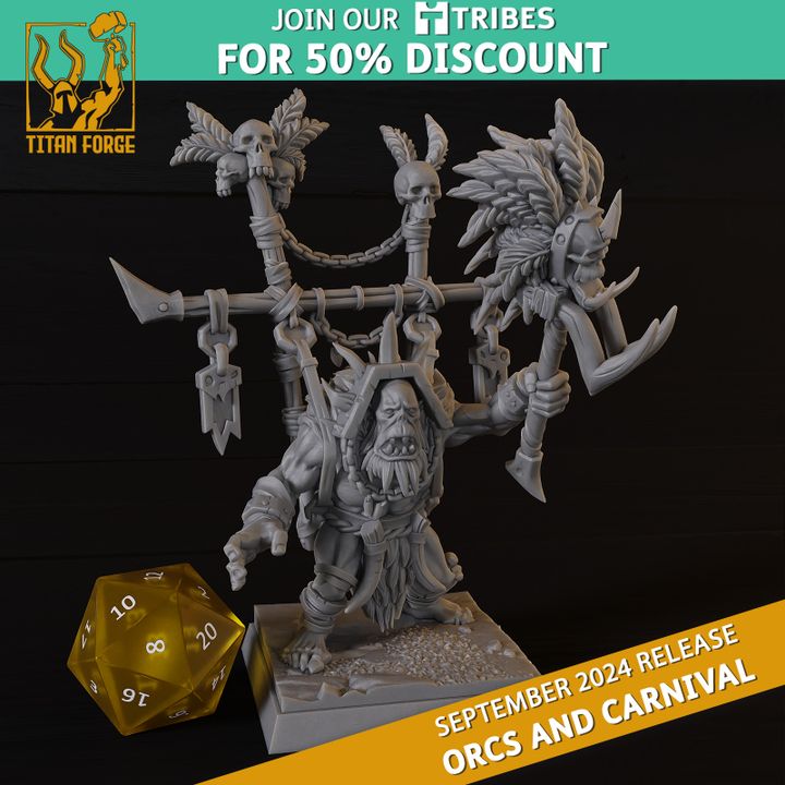 3D Printable Orc Shaman - Orcs and Carnival - Titan Forge Miniatures ...