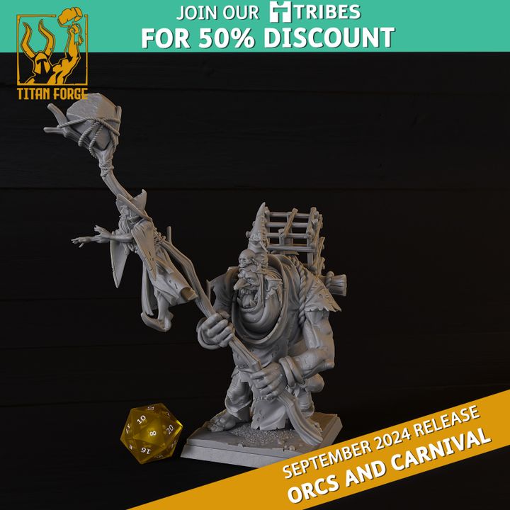 3D Printable Troll Wizard - Orcs and Carnival - Titan Forge Miniatures ...
