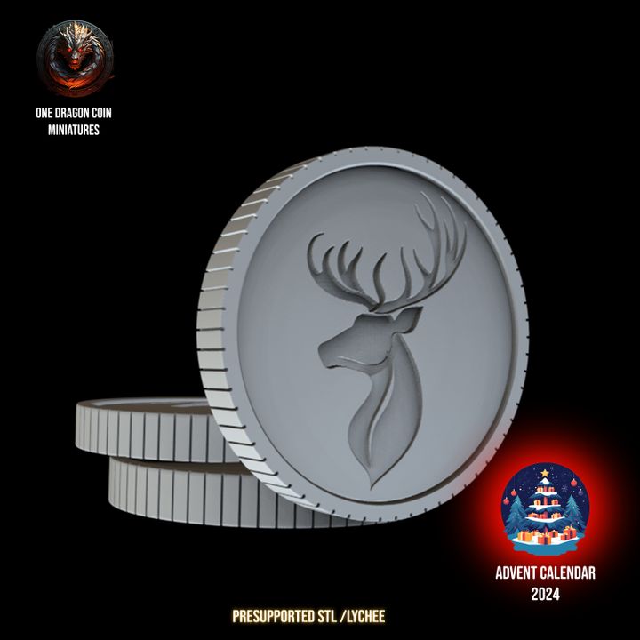 3D Printable Reindeer Coin - token by Spirit of Resin Miniatures