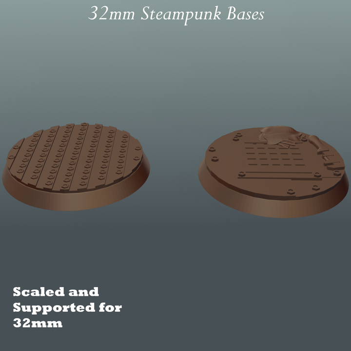 3D Printable 32mm Steampunk Bases: Riveted & Grated Floor Scenic Bases ...