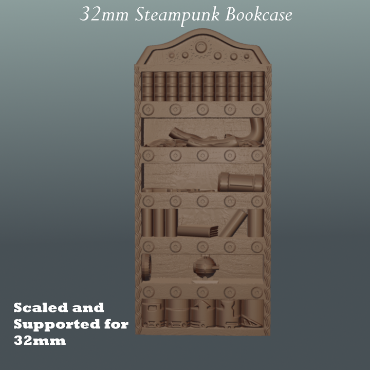 3D Printable 32mm Steampunk Scatter Terrain Bookshelf Miniature ...