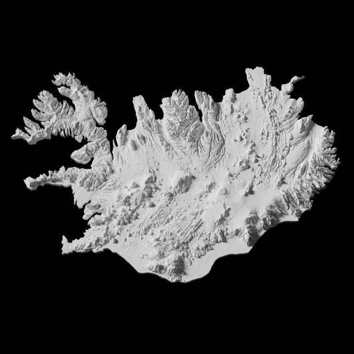 3D Printable Iceland Country Topographic Map - 3D Terrain Elevation ...