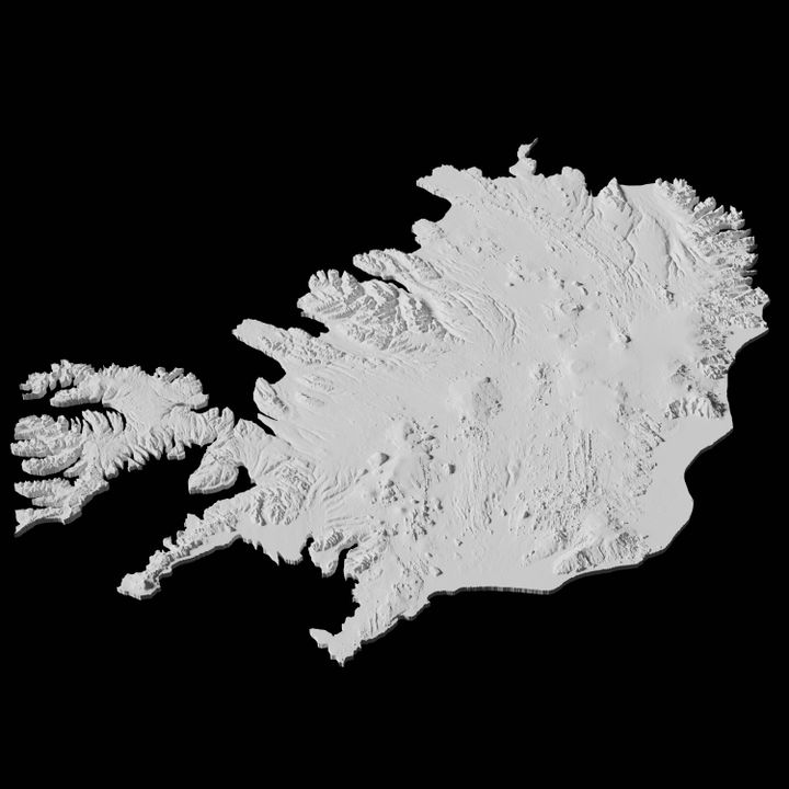 3D Printable Iceland Country Topographic Map - 3D Terrain Elevation ...
