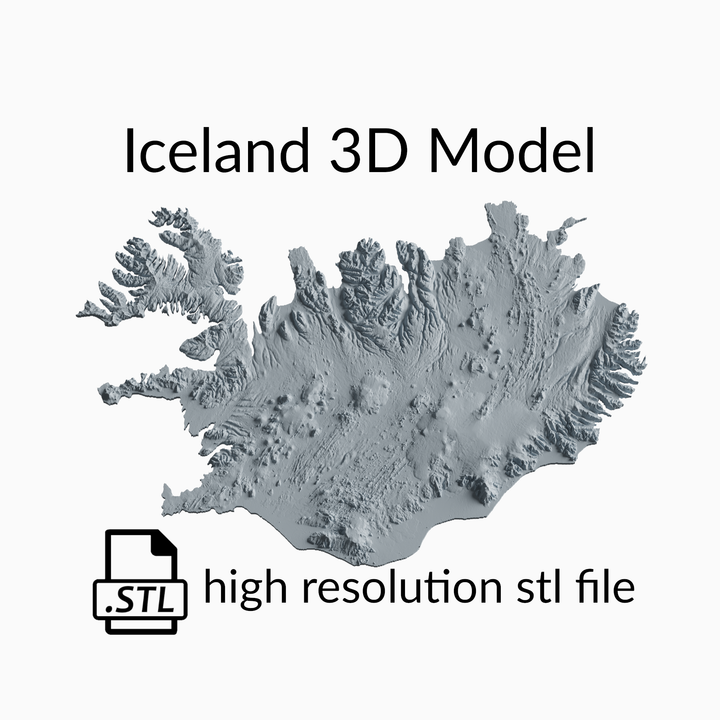 3D Printable Iceland Country Topographic Map - 3D Terrain Elevation ...