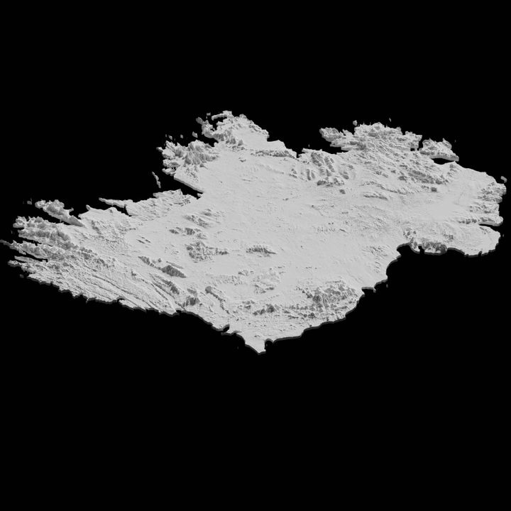 3D Printable Ireland Country Topographic Map - 3D Terrain Elevation ...