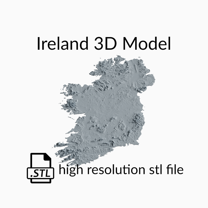 3D Printable Ireland Country Topographic Map - 3D Terrain Elevation ...