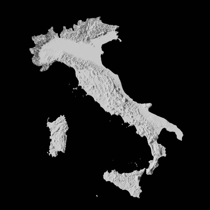3D Printable Italy Country Topographic Map - 3D Terrain Elevation ...
