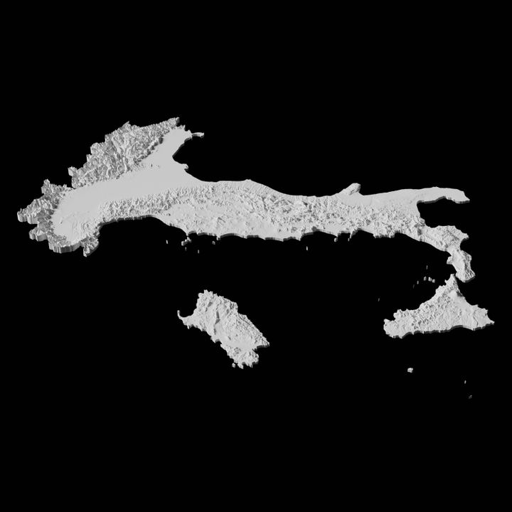 3D Printable Italy Country Topographic Map - 3D Terrain Elevation ...
