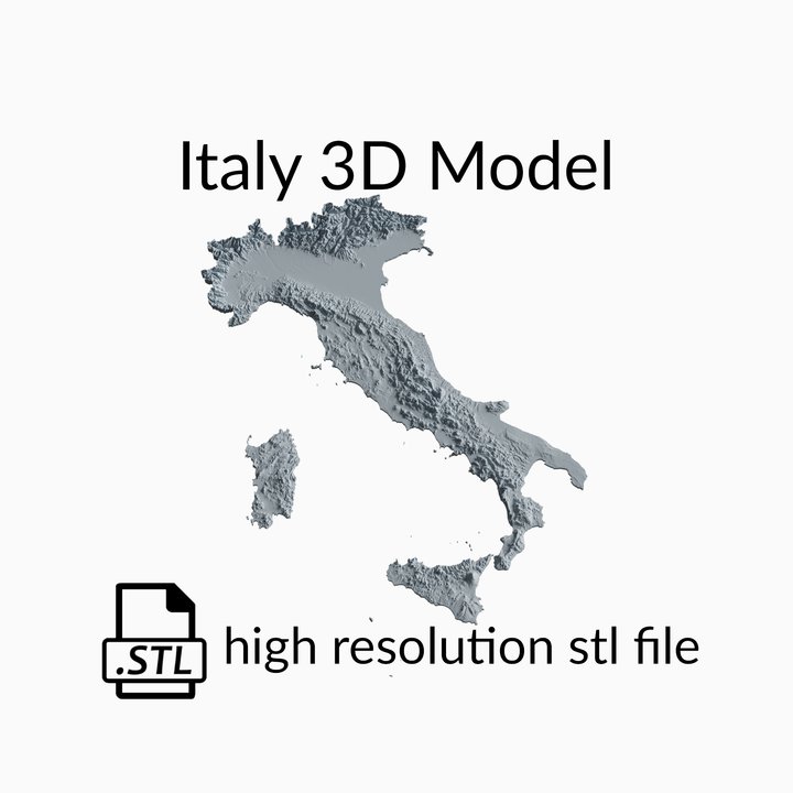 3D Printable Italy Country Topographic Map - 3D Terrain Elevation ...