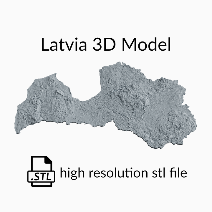 3D Printable Latvia Country Topographic Map - 3D Terrain Elevation ...