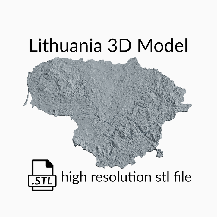 3D Printable Lithuania Country Topographic Map - 3D Terrain Elevation ...