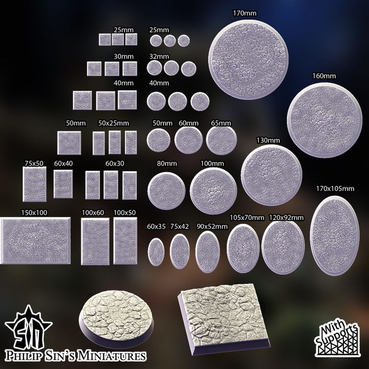 3D Printable Rocky Bases by Sin's Miniatures