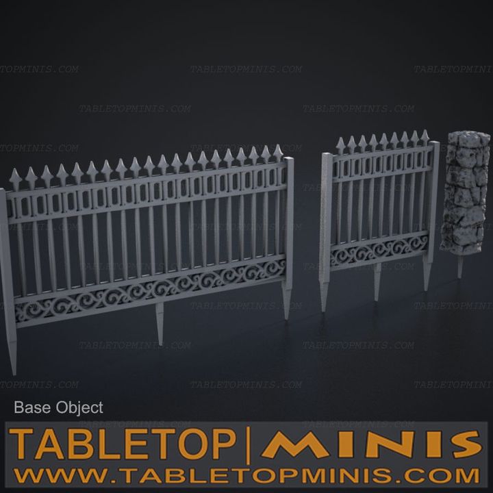 3D Printable Wrought Iron Fences by TableTopMinis