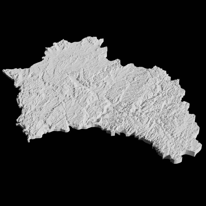 3D Printable Luxembourg Country Topographic Map - 3D Terrain Elevation ...