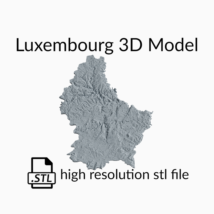3D Printable Luxembourg Country Topographic Map - 3D Terrain Elevation - Relief Map - Topography ...