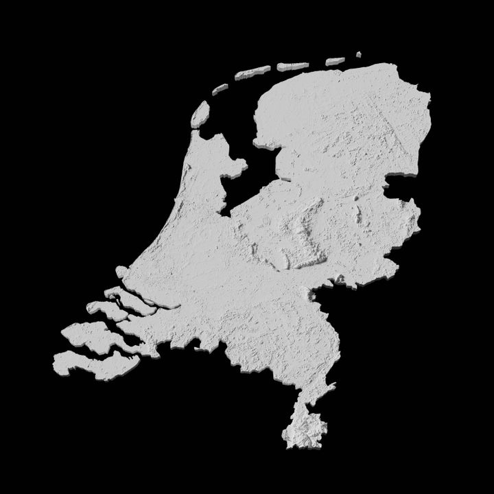 3D Printable Netherlands Country Topographic Map - 3D Terrain Elevation ...
