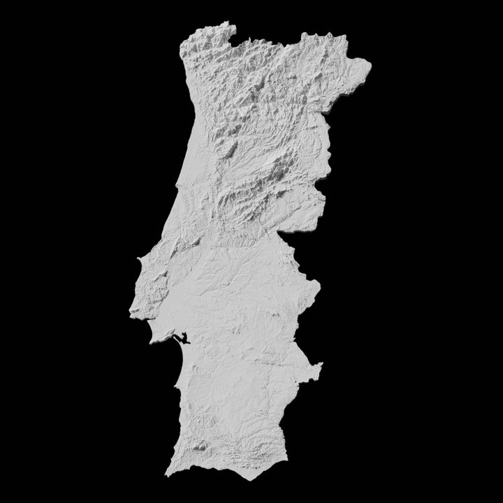 3D Printable Portugal Country Topographic Map - 3D Terrain Elevation ...