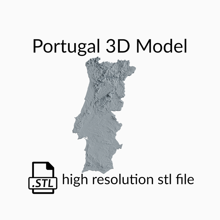3D Printable Portugal Country Topographic Map - 3D Terrain Elevation ...