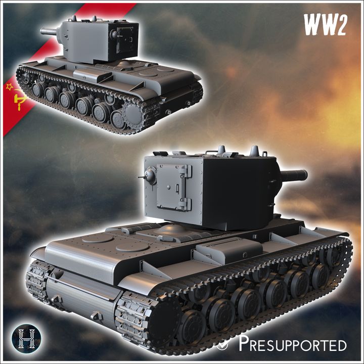 3D Printable KV-2 M1940 - Soviet army WW2 Second World East front ...