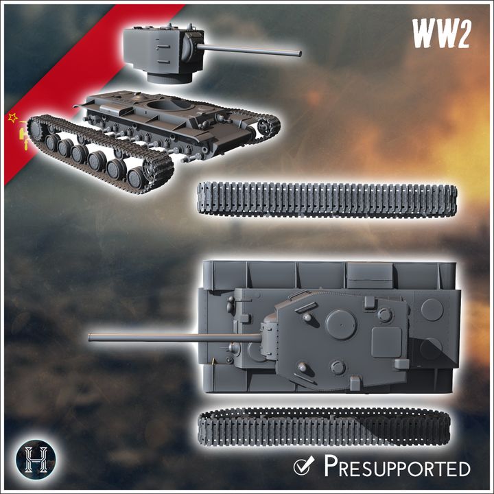 3D Printable KV-2 (ZiS-6) - Soviet army WW2 Second World East front ...