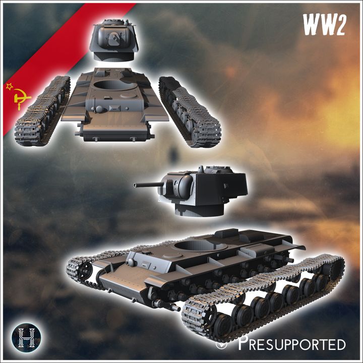 3D Printable KV-3 (Object 222) - Soviet army WW2 Second World East ...