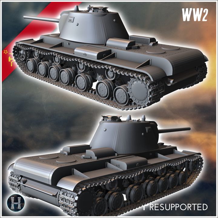 3D Printable KV-3 (Object 223) - Soviet army WW2 Second World East ...