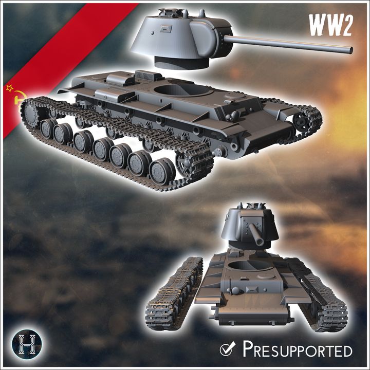 3D Printable KV-3 (Object 223) - Soviet army WW2 Second World East ...