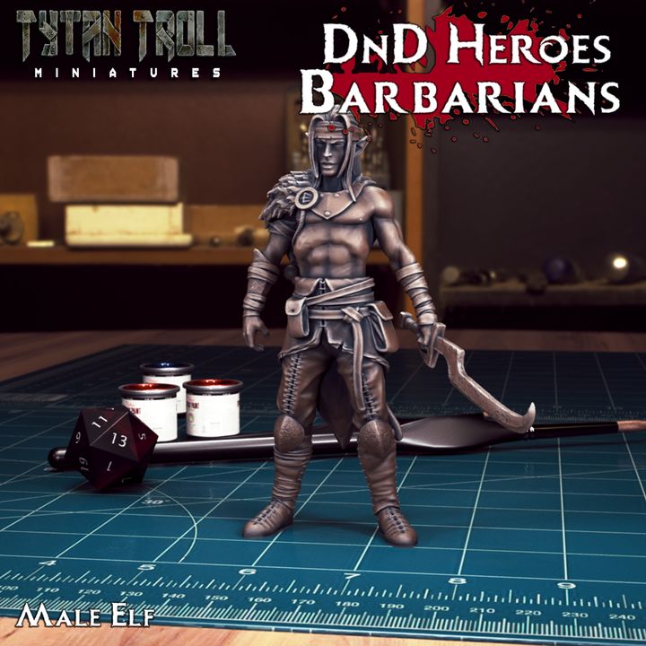 3D Printable DnD Heroes - Barbarians - Elf Male [Pre-Supported] by ...