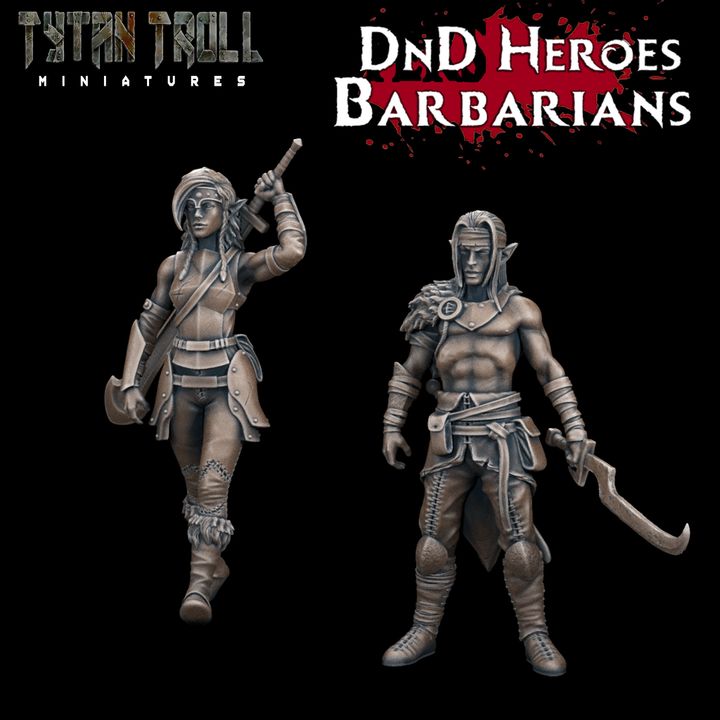 3D Printable DnD Heroes - Barbarians - Elves [Pre-Supported] by ...