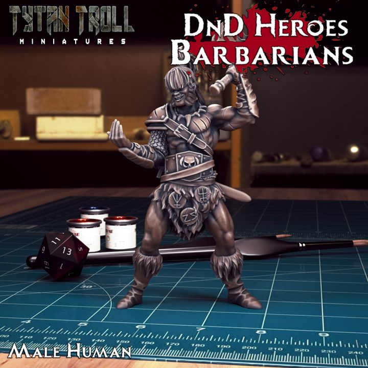 3D Printable DnD Heroes - Barbarians - Human Male [Pre-Supported] by ...