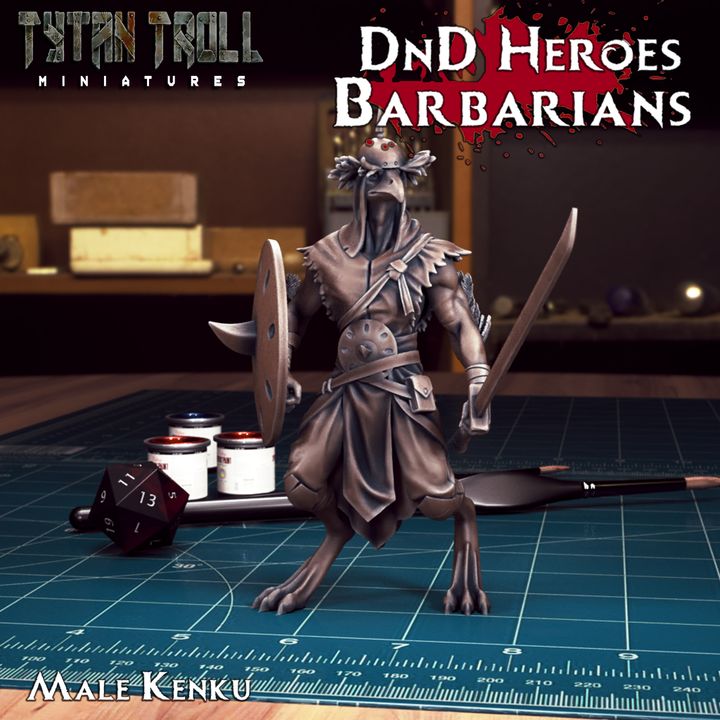 3D Printable DnD Heroes - Barbarians - Kenku Male [Pre-Supported] by ...