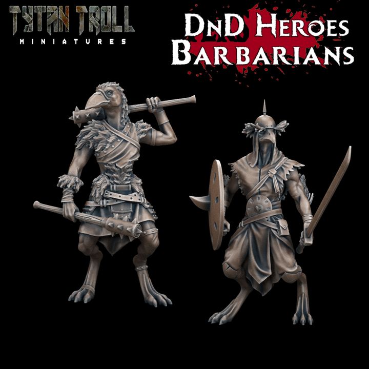 3D Printable DnD Heroes - Barbarians - Kenku [Pre-Supported] by ...