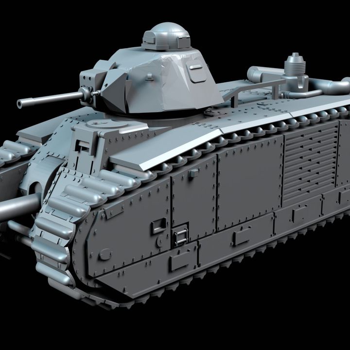 3D Printable Char B1 Bis French Heavy Tank - 1:56 scale by Culverin Models