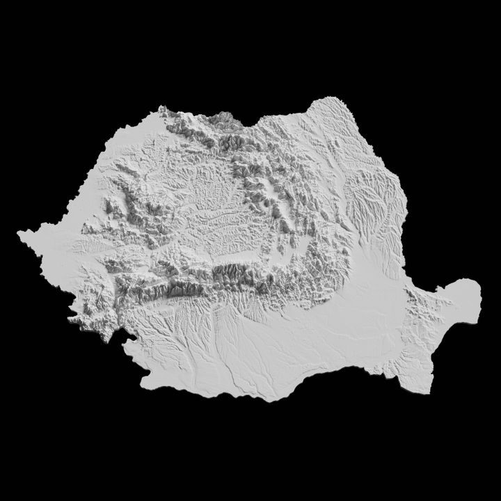 3D Printable Romania Country Topographic Map - 3D Terrain Elevation ...