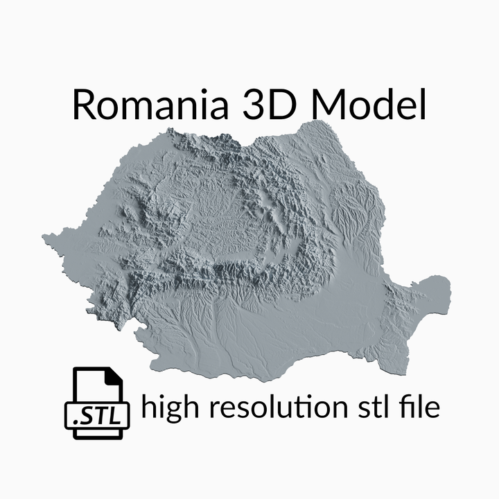 3D Printable Romania Country Topographic Map - 3D Terrain Elevation - Relief Map - Topography of ...