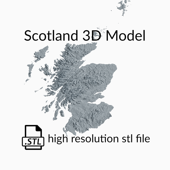 3D Printable Scotland Country Topographic Map - 3D Terrain Elevation ...