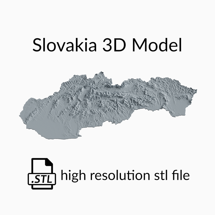 3D Printable Slovakia Country Topographic Map - 3D Terrain Elevation ...