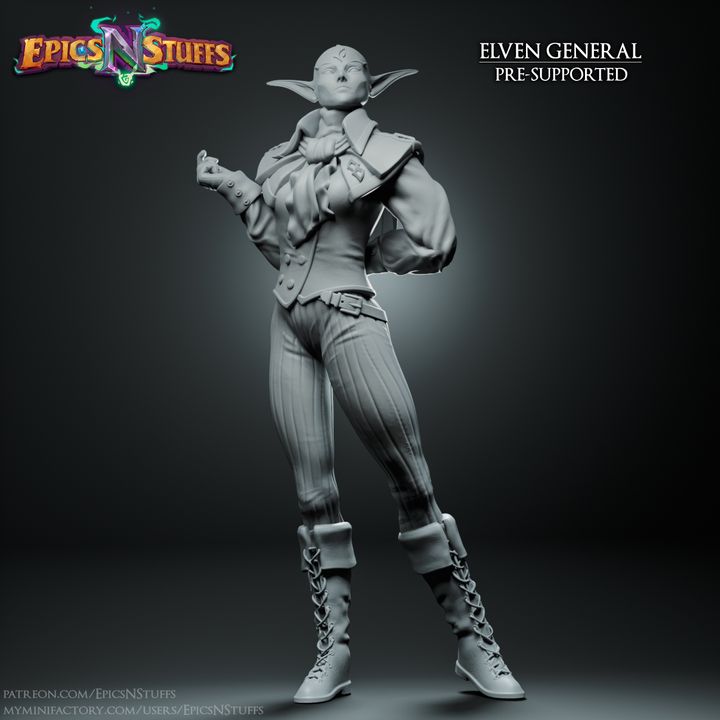3D Printable Elven Female General 1B Miniature - pre-supported by Epics ...