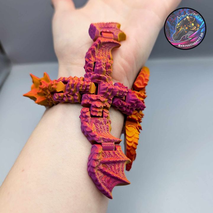 3D Printable Modular Dragon Bracelet by Kirsten M