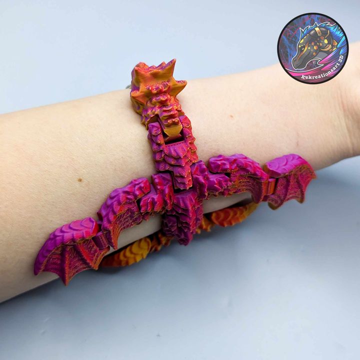 3D Printable Modular Dragon Bracelet by Kirsten M