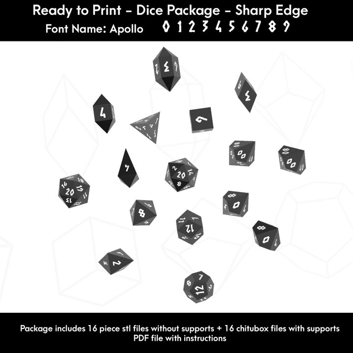 3D Printable Dice Masters – Ready to Print - 16 Piece Set ...